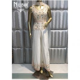 White Silk and Net Jumpsuit