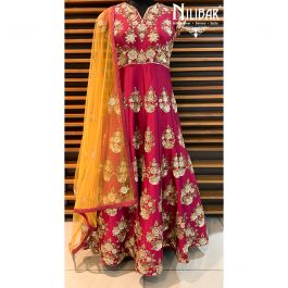 Tyrian Purple Satin Anarkali Suit