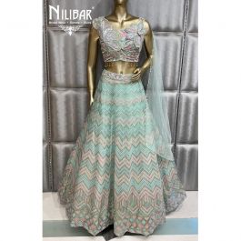 Mint Green Net Lehenga's